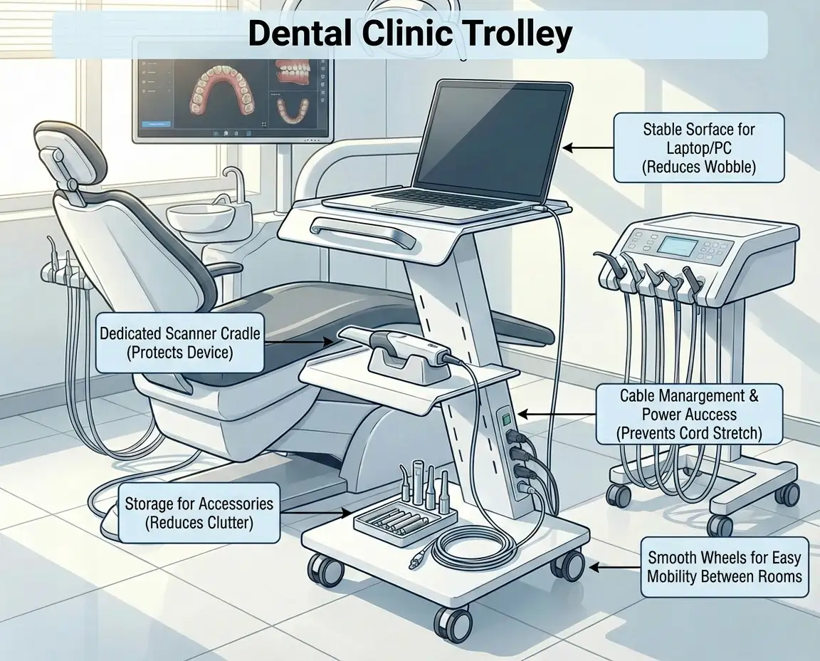 Dental Clinic trolley - Dental Carts for intraoral scanners